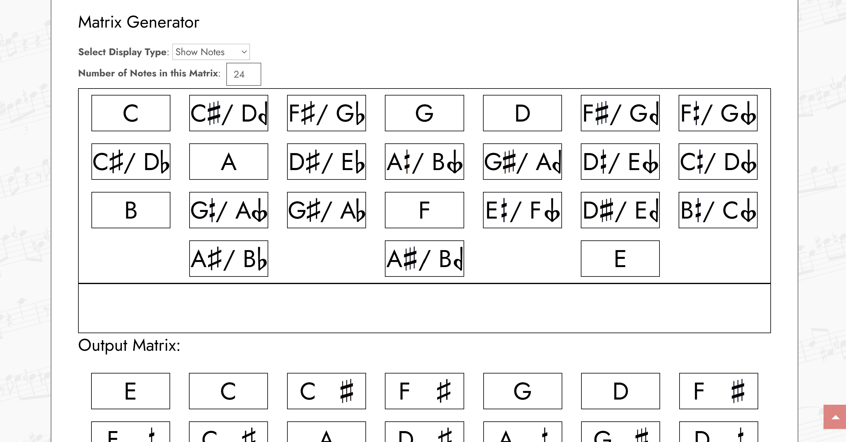 24 Tone Row Matrix Generator - Quarter Tone Musician